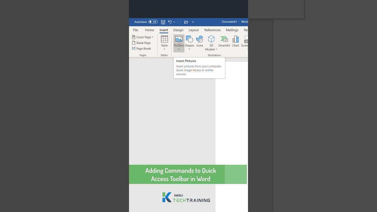 Adding Commands to Quick Access Toolbar in Word #microsoftoffice #kacelitutorials