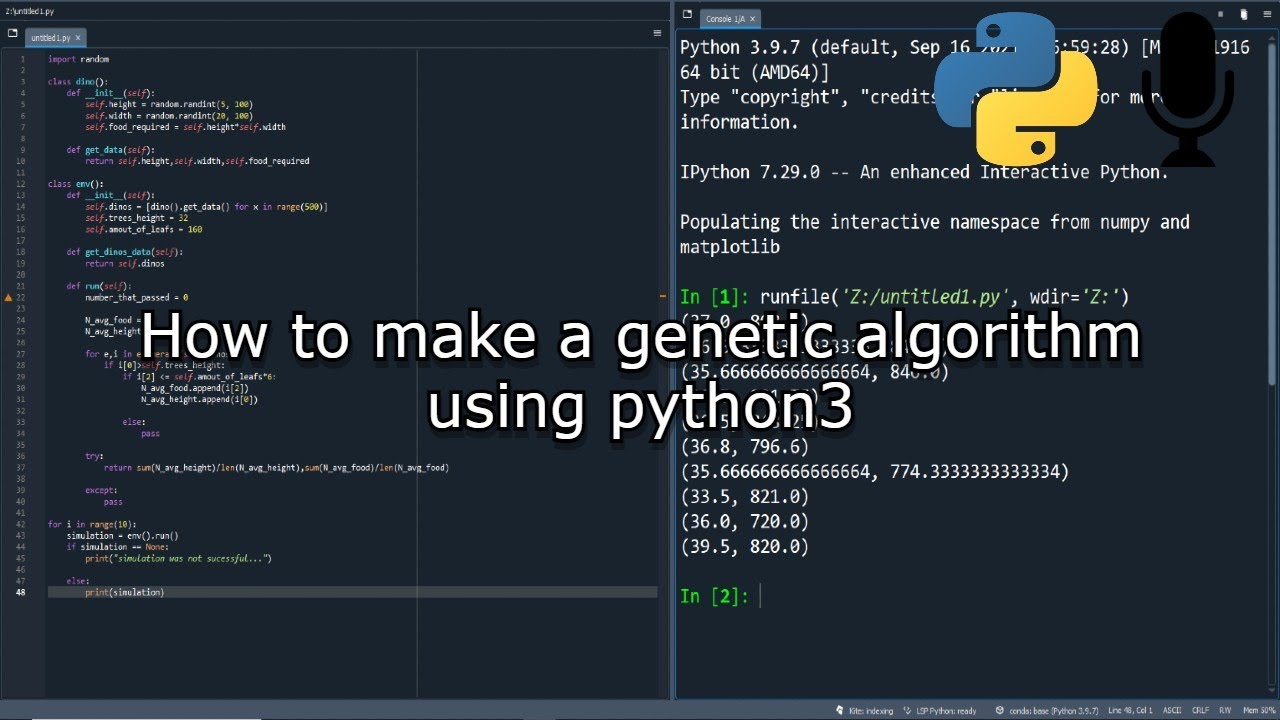 Genetic algorithm from scratch in python! [With voice]