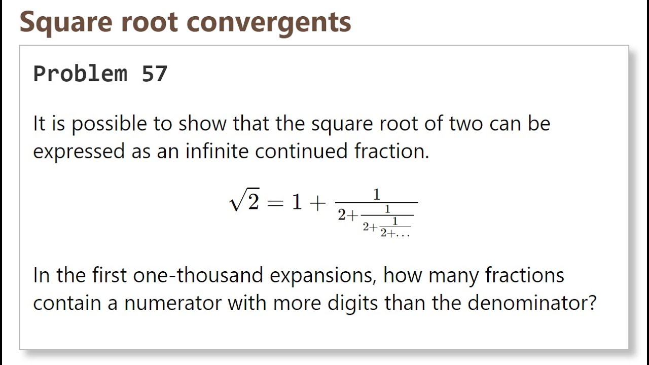 Project Euler: Problem 57 (C/C++)
