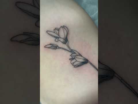 Magnolia Flower Fine Line Tattoo #botanical #bodyart #vegan #tattoo
