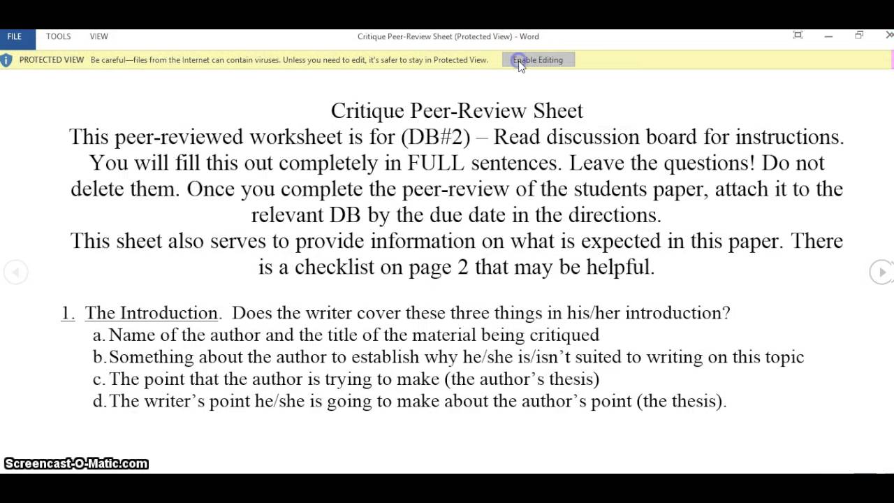 Peer Review Checklist