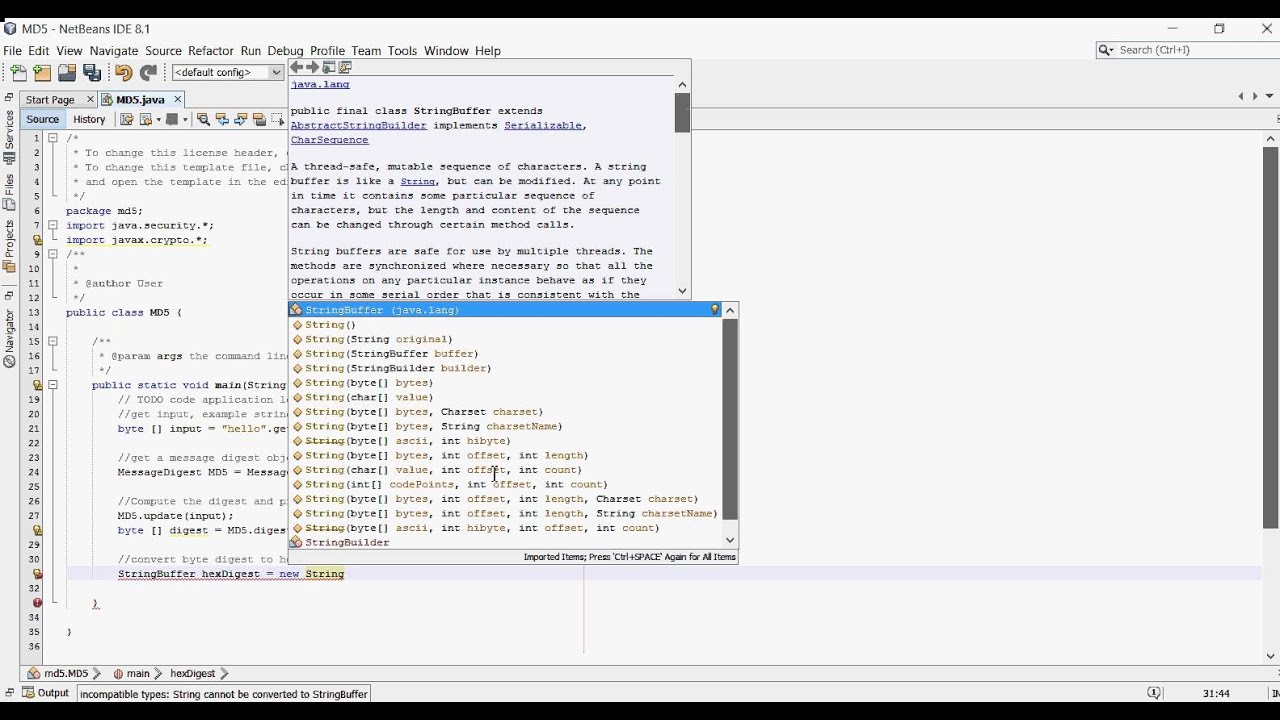 Compute digest  using MD5 Algorithm in java