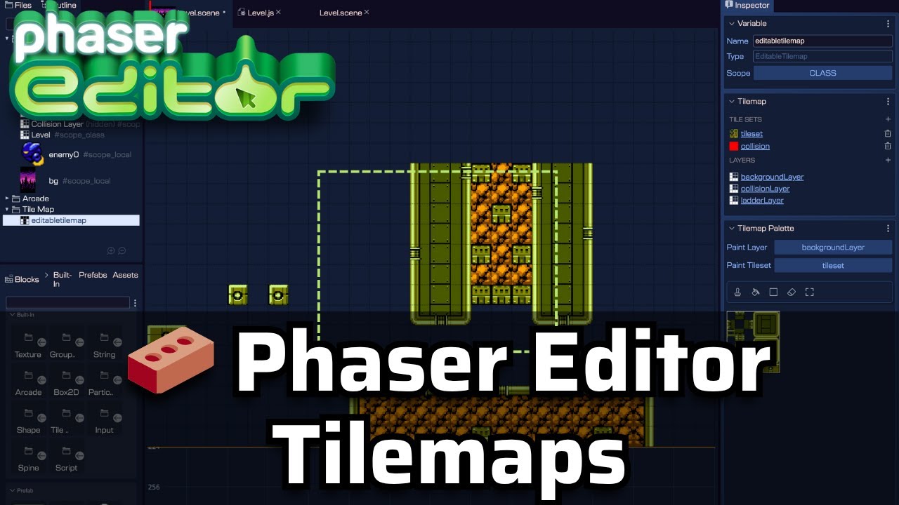 Phaser Editor v4 - Using Tilemaps to Create a Platformer Level
