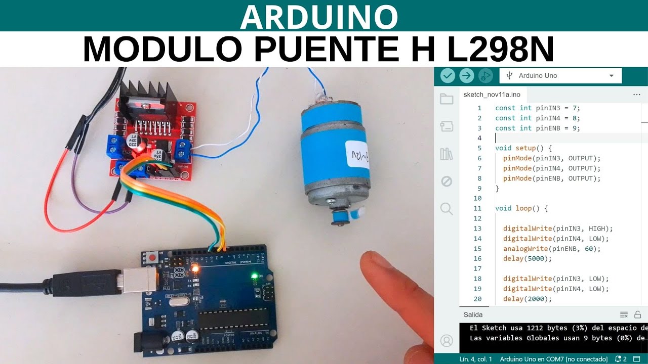 Arduino: L298N H-Bridge Module for Changing and Speed ​​Controlling a DC Motor