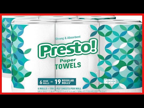 Amazon Brand - Presto! Flex-a-Size Paper Towels, Huge Roll, 12 Count = 38 Regular Rolls, 158 Sheets