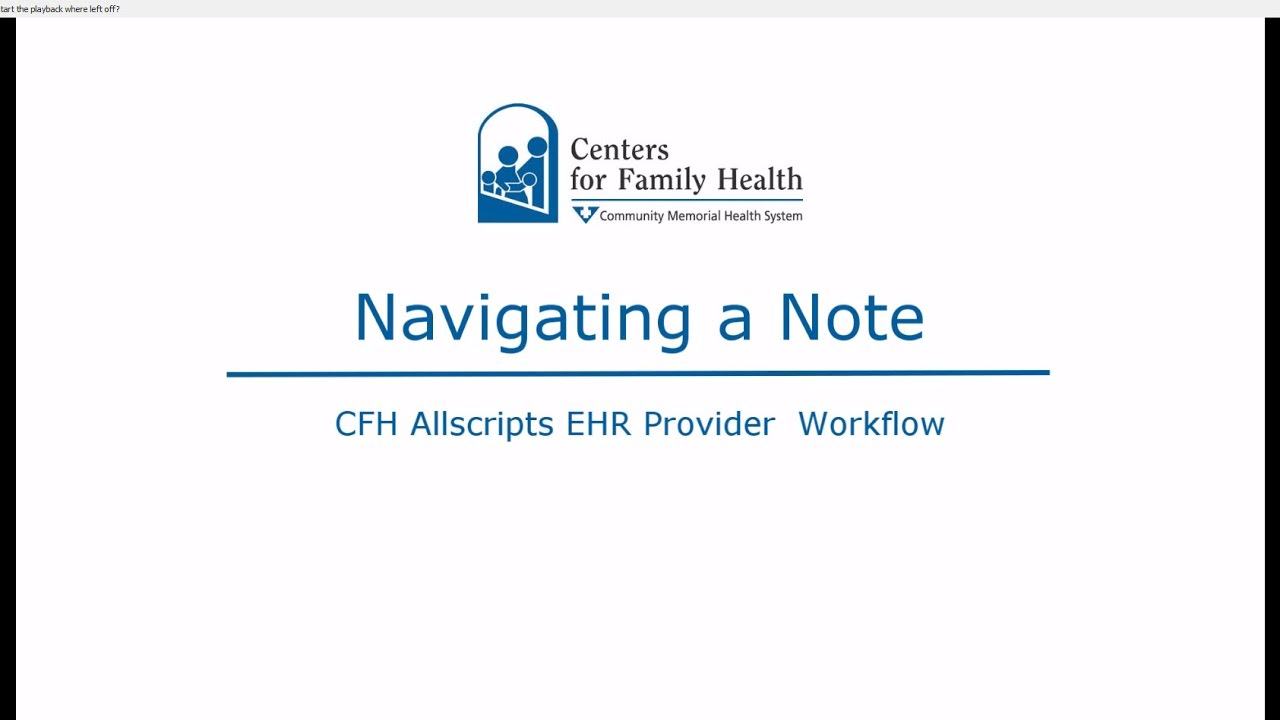 Navigating a Note in Allscripts EHR