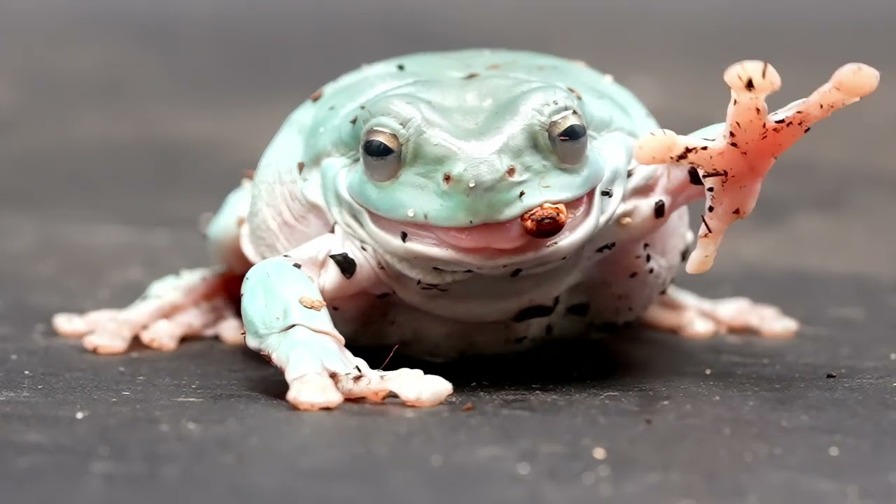 White's Treefrog Eats 10X Slow Motion