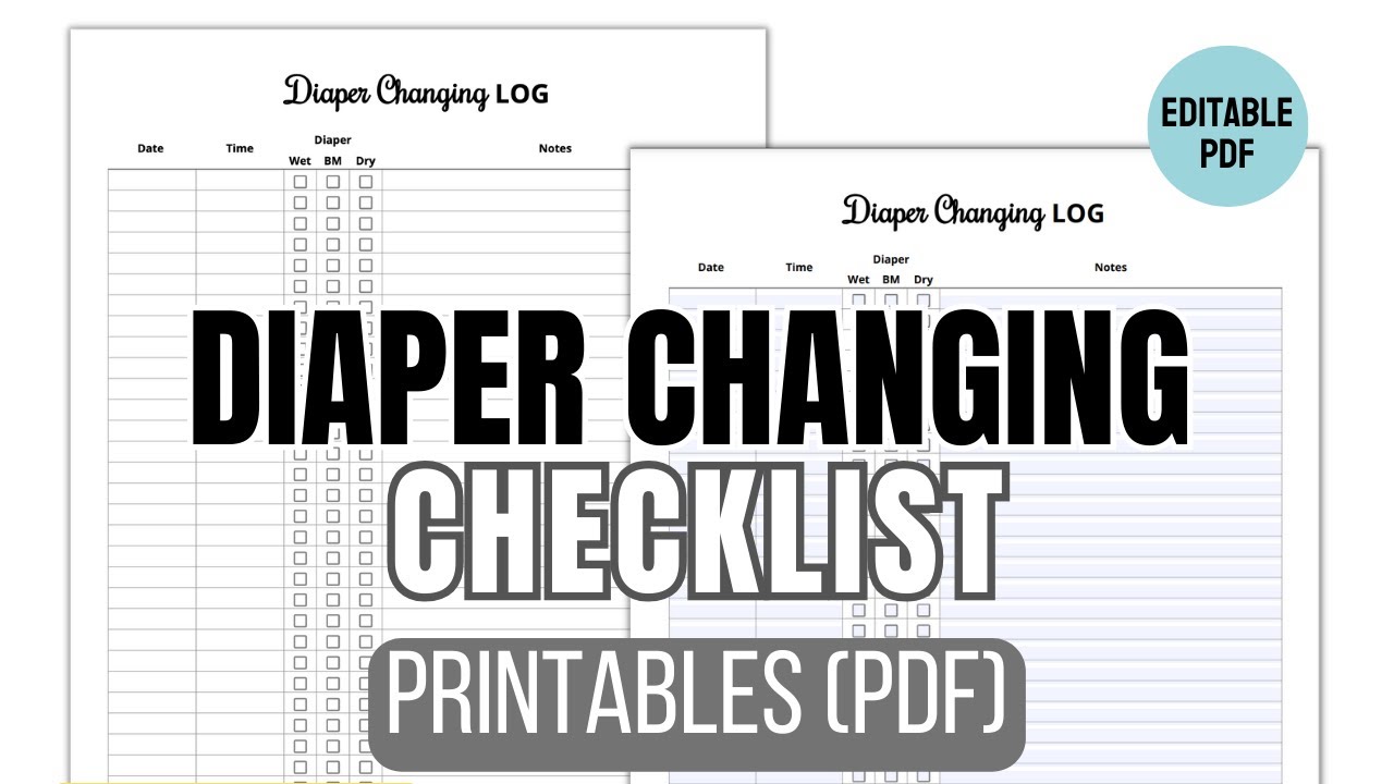 Diaper Changing Checklist Printable PDF