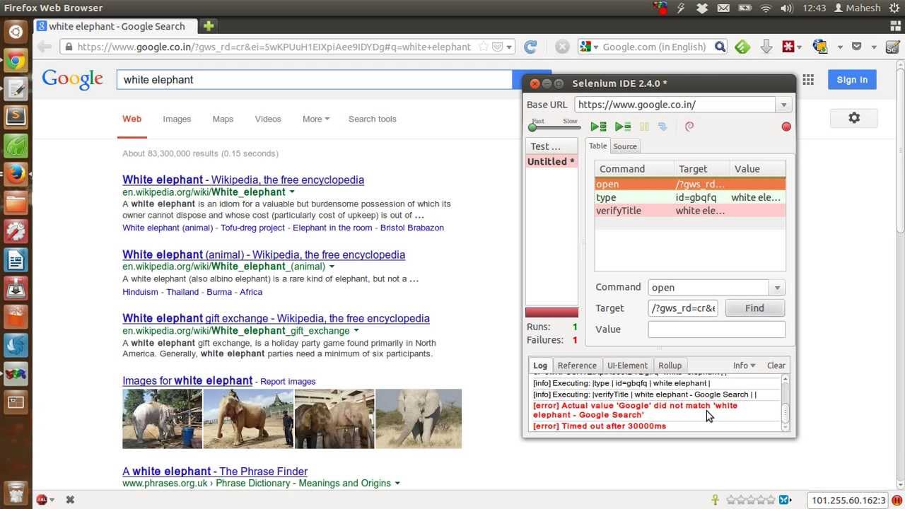 Selenium IDE Beginner Tutorial   Record and Run Script Example