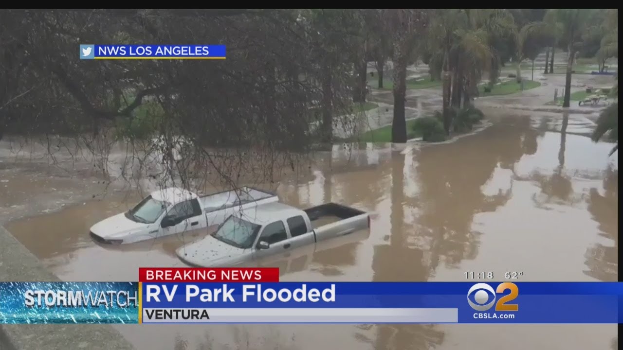 Ventura River Overflows, Floods RV Park