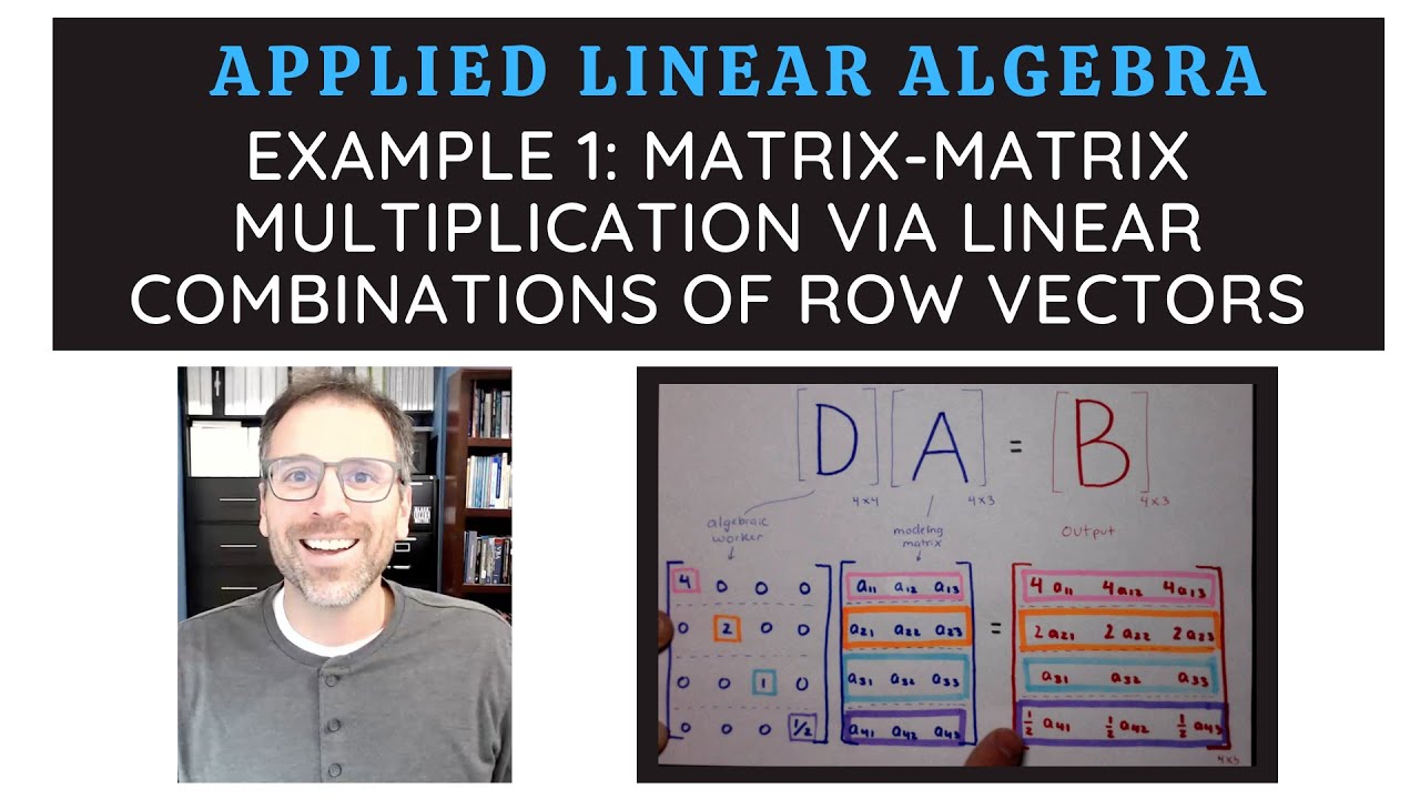 Example 1 of matrix matrix multiplication via linear combinations of rows