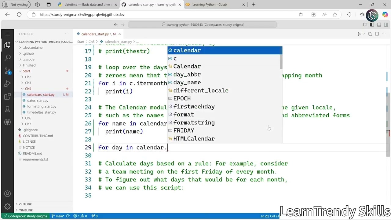 Python Working with Calendars | Using the Calendar Module in Python