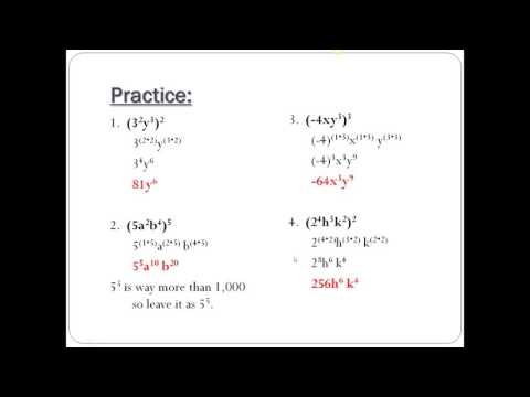 Properties of Exponents Parts 1 - Lesson 10 Math 100G