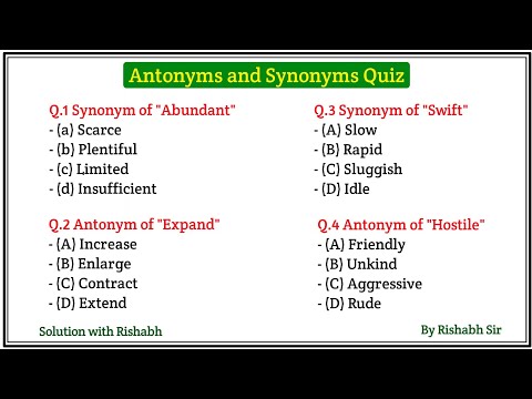 Antonyms & Synonyms Quiz | Antonyms and Synonyms for All Competitive Exams | Antonyms and Synonyms
