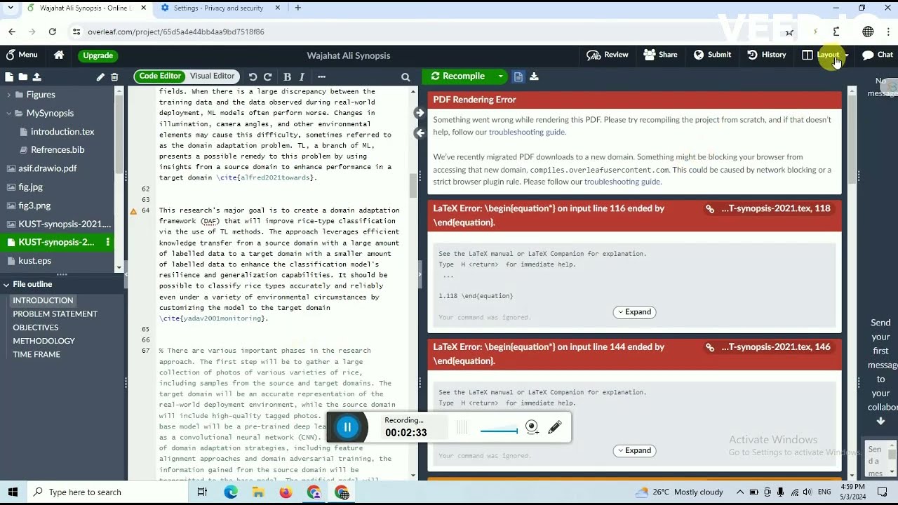 Fixing PDF Rendering Errors in SHARELATEXOverLeaf Simple Solution | Overleaf compilation issue solve