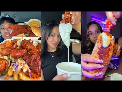 TIKTOK Mukbang Compilation | Dave's Hot Chicken, Wingstop, Taco Bell, Chipotle & More!
