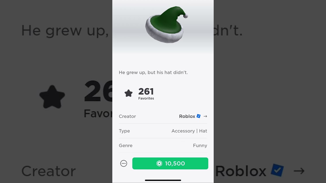 Roblox New Limited Tiny Elf Hat