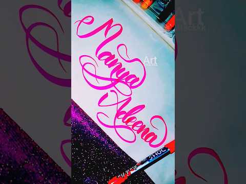 "Manya & Adheena"| lettering name request #brushpenlettering #artwork #lettering #shorts #youtube