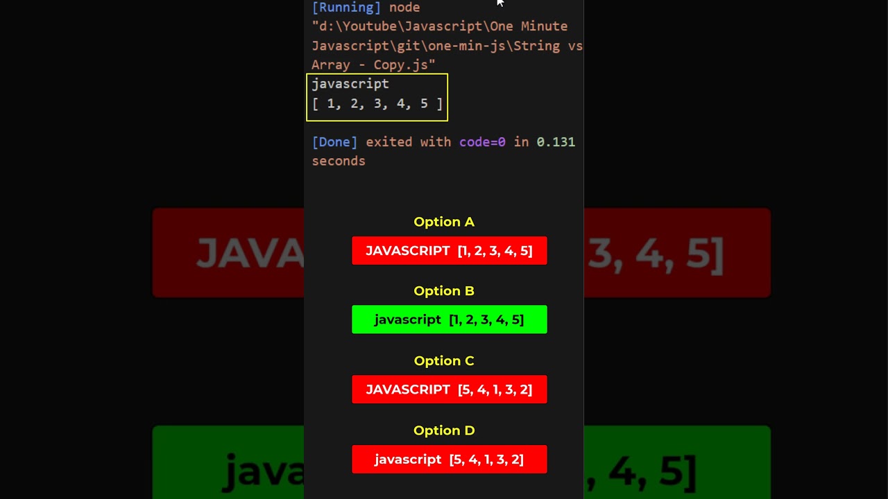 String vs Array | One Minute Javascript | 1 Min JS | Quick JS | #shorts