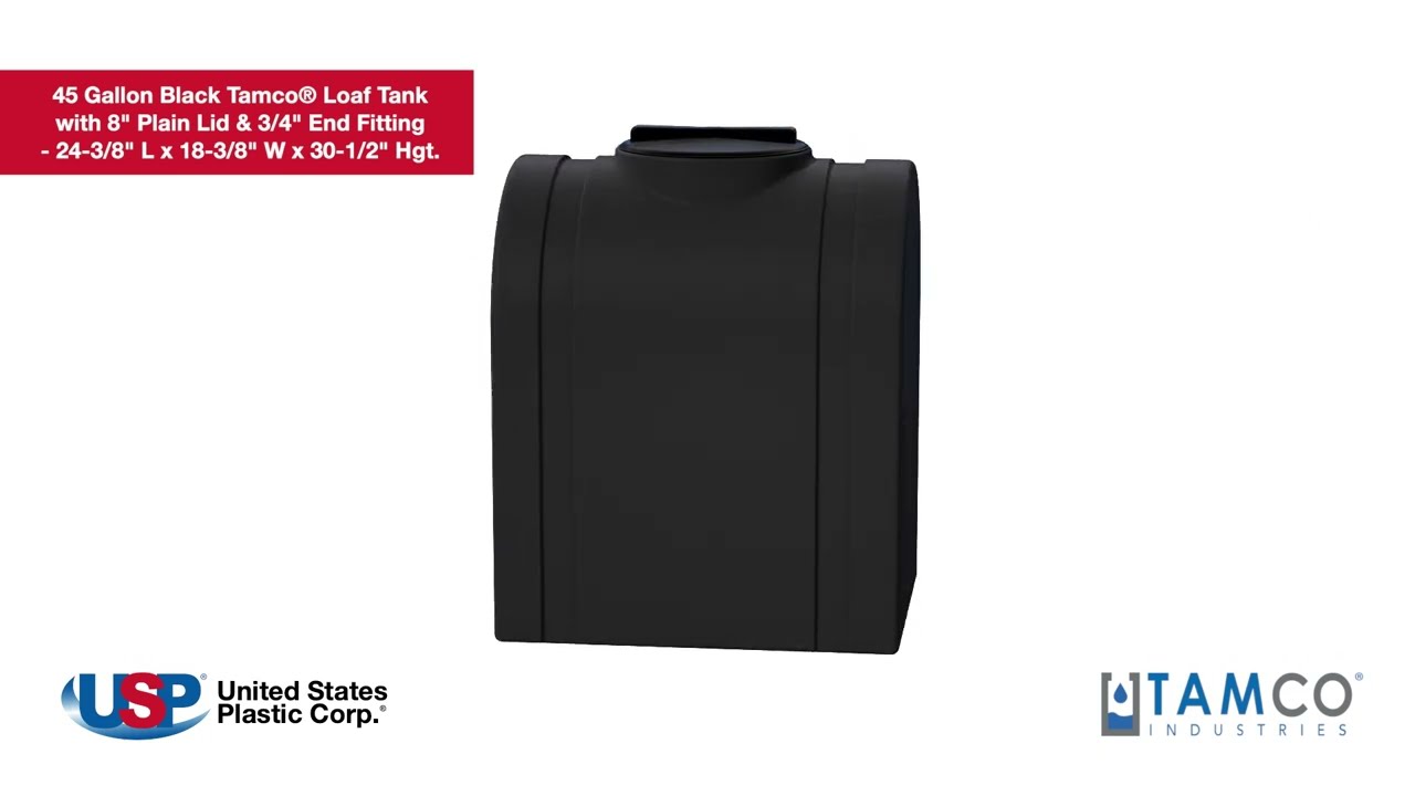 3D-45 Gallon Black Tamco® Loaf Tank 3/4