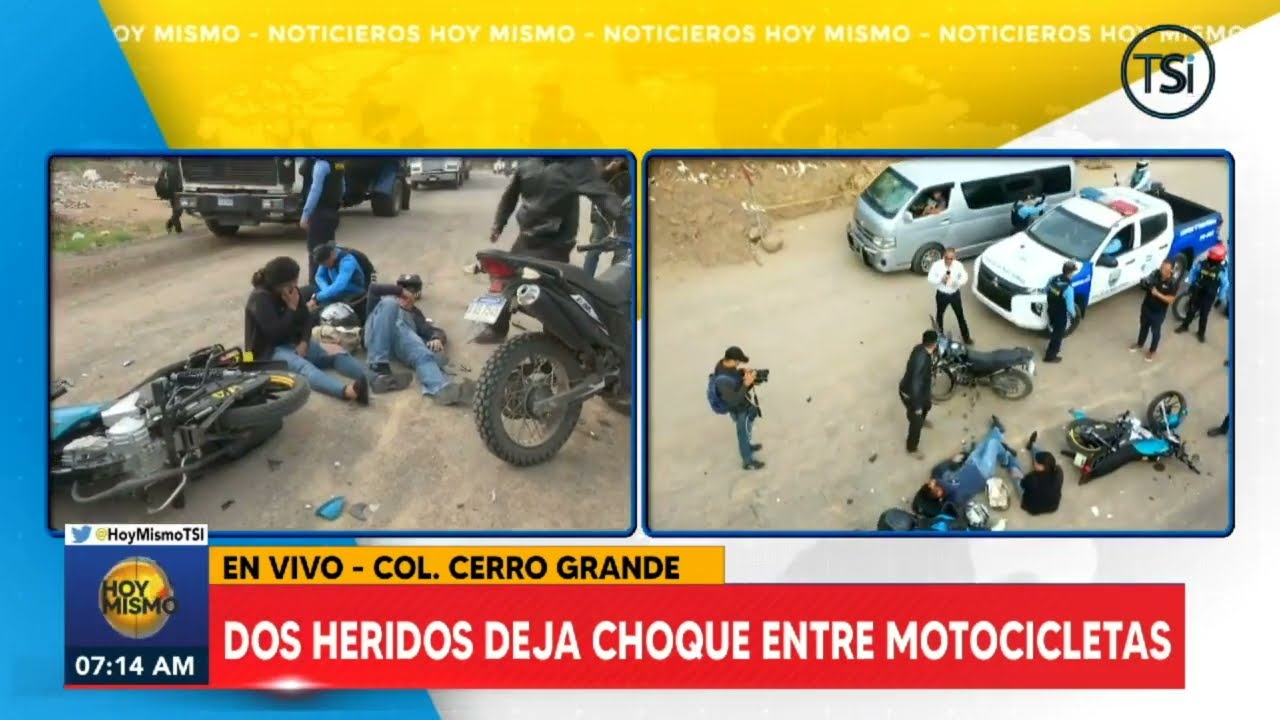 Accidente entre dos motocicletas deja tres personas heridas en colonia Cerro Grande