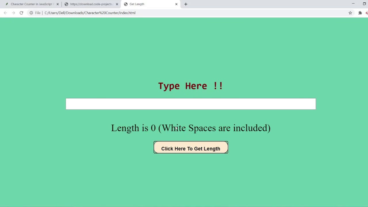 Character Counter JavaScript With Source Code | Source Code & Projects
