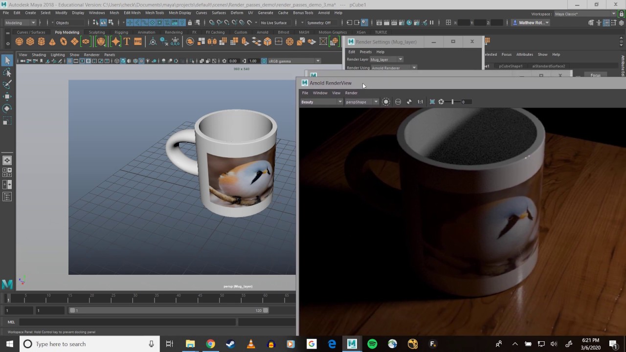 Maya 2018.6 - Render Layers Tutorial