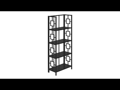 I 3615 Bookcase - 62"H / Black / Black Metal Etagere - Monarch Specialties