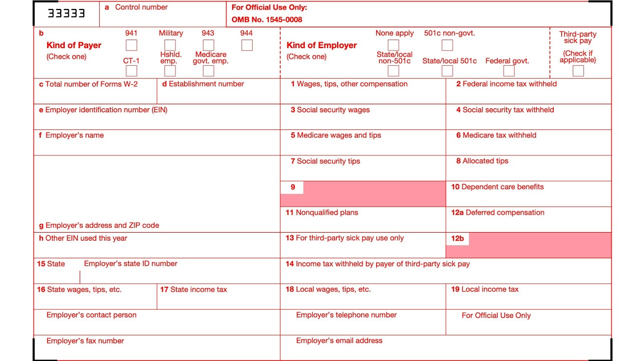 IRS Form W-3 walkthrough (Transmittal of Wage and Tax Statements)