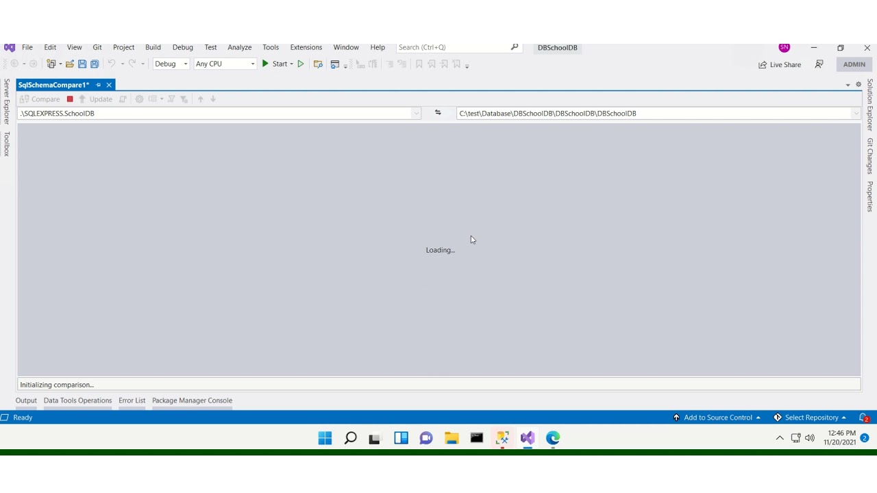 Compare Database Schema between SQL Database and Visual Studio Database Project