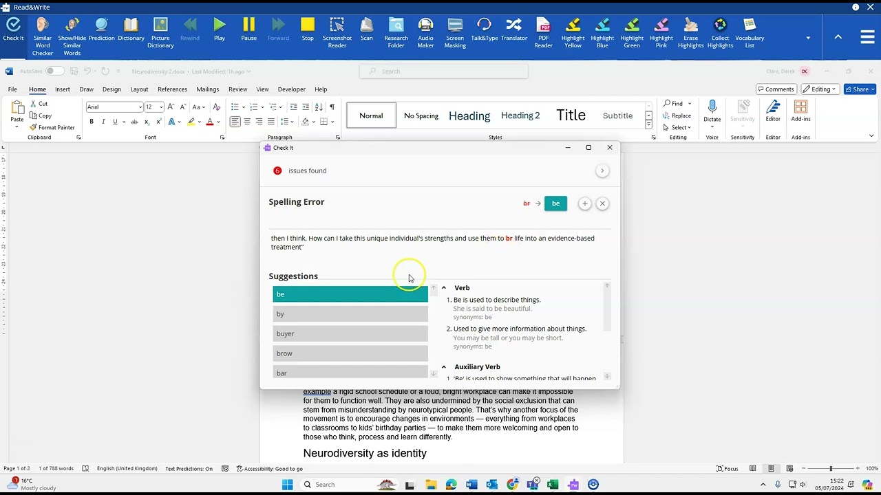 Read & Write - Check a document for errors