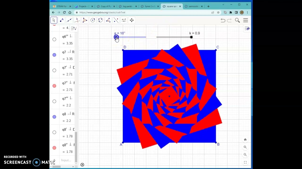 Animated Spirals with GeoGebra