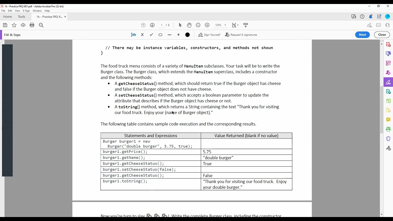 AP CSA - Unit 2 Practice FRQ