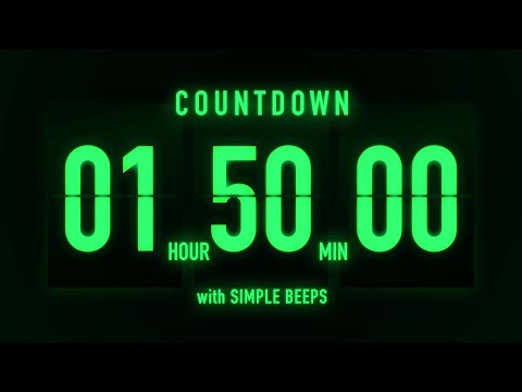 1 Hour 50 Minute Countdown Timer 🟢 Flip Clock with Simple Beeps