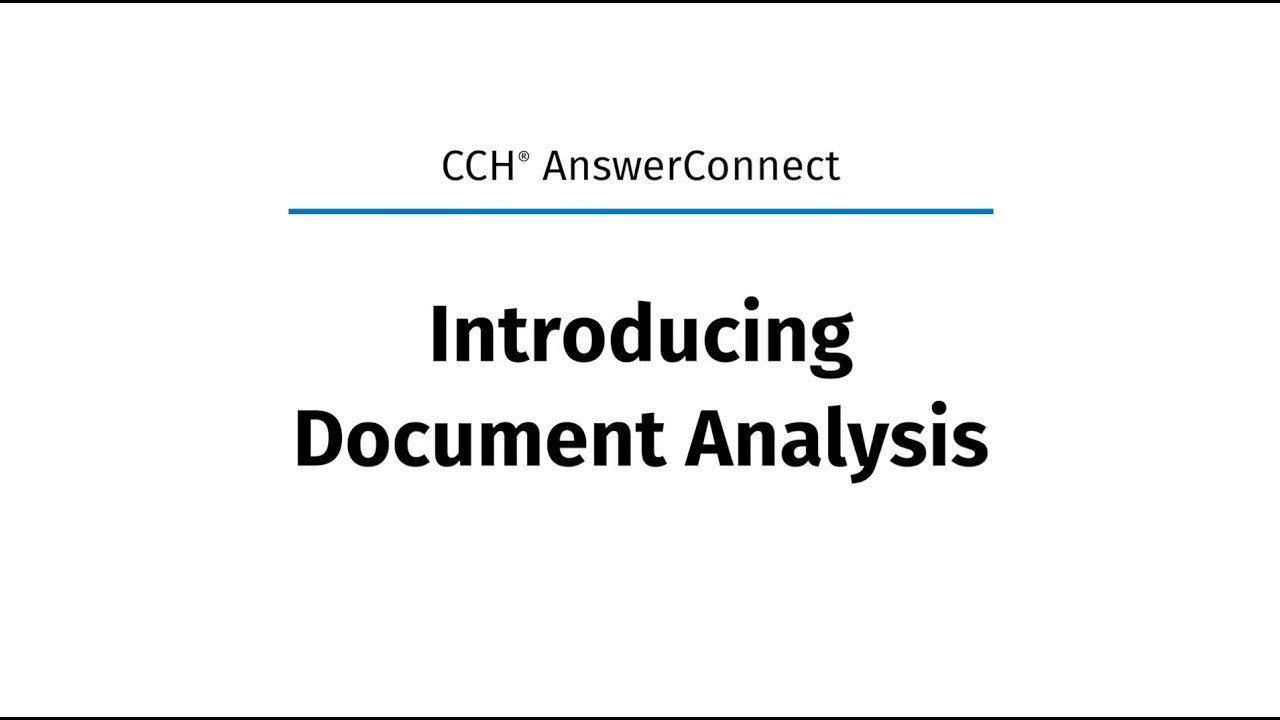 Introducing Document Analysis on CCH® AnswerConnect