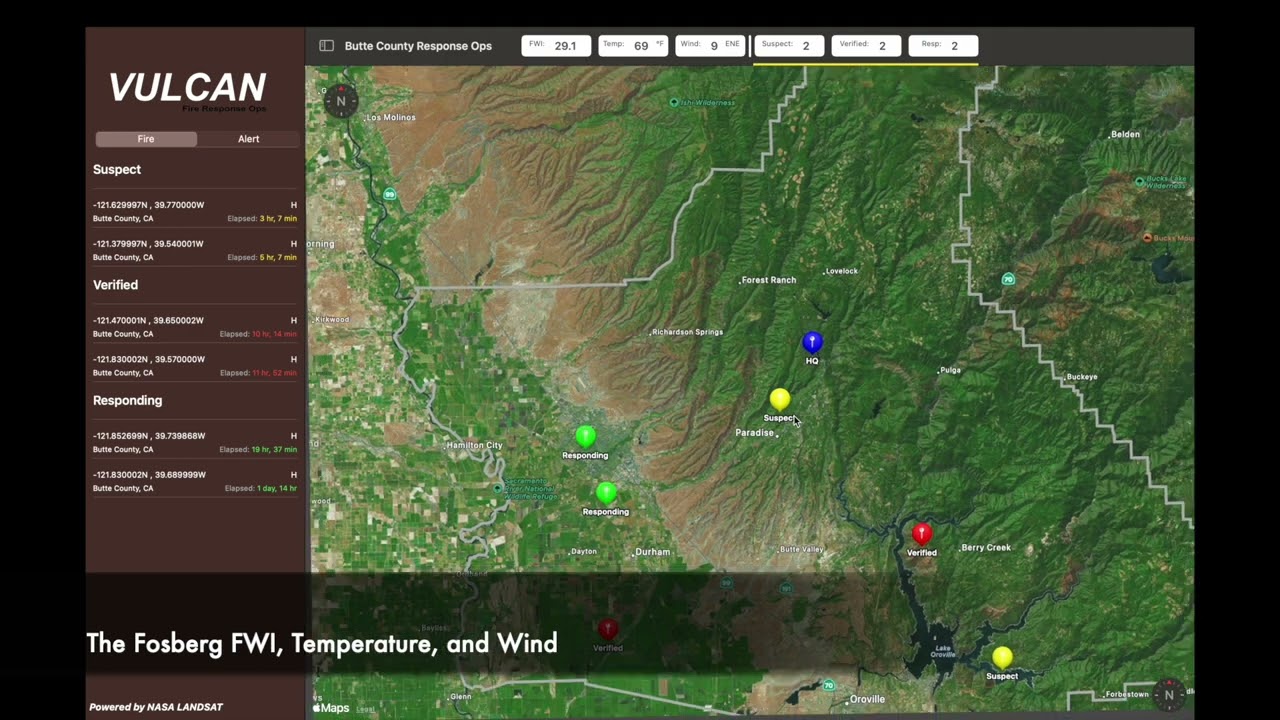 VULCAN Fire Response Ops - Space Apps 2023 Demo