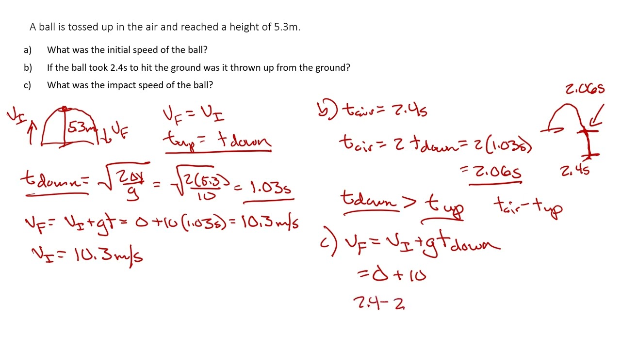 Free Fall Practice Quiz Solutions