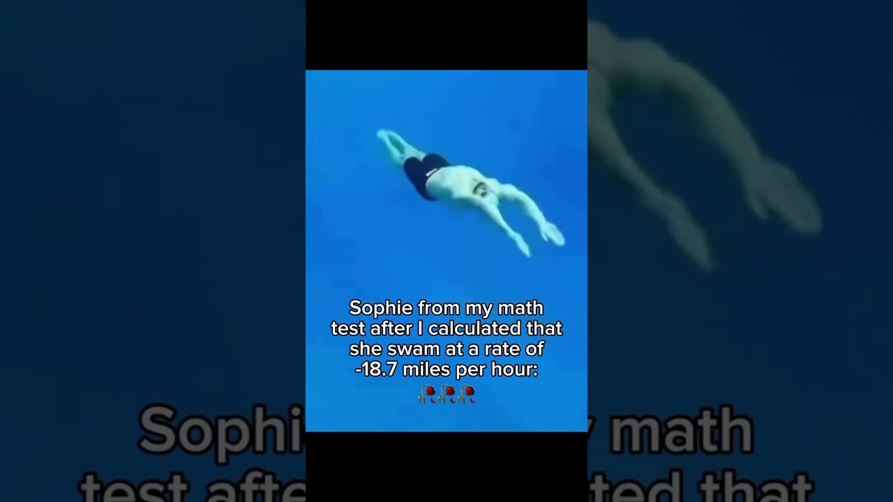 Sophie from my math test after I calculated that she swam at a rate of-18.7 miles per hour