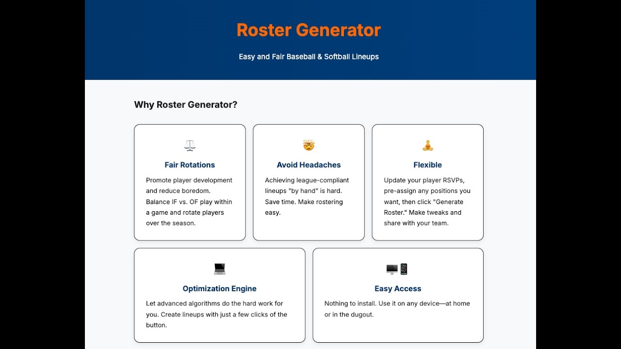 Generate Youth Baseball and Softball Lineups in Seconds