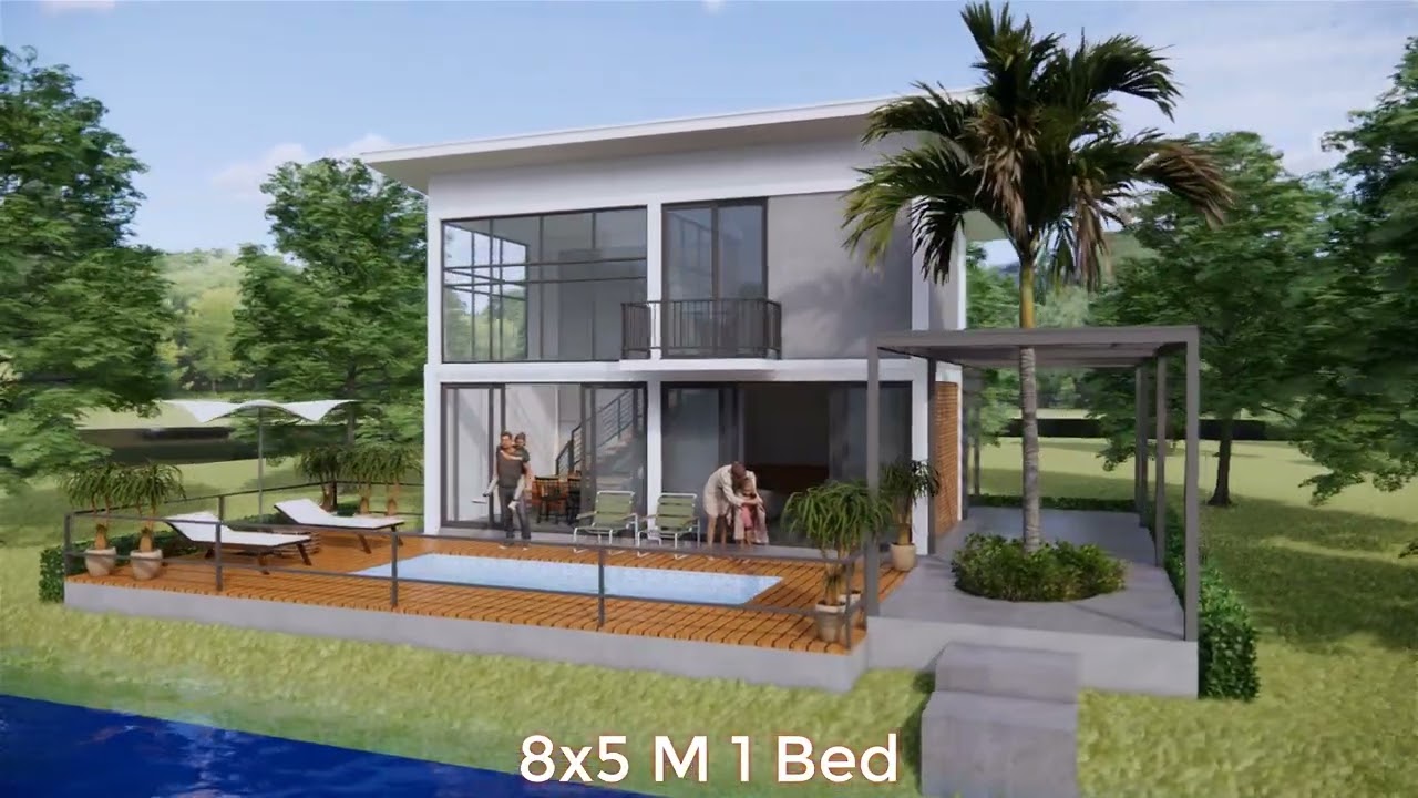 Lake House Plan 8x5 Meter 1 Bed 1 Bath Shed Roof