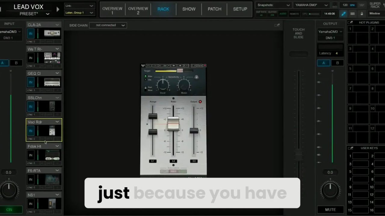 Master Your Yamaha DM3 EQ, when you add Vocal Rider, Feedback Hunter, F6 in it