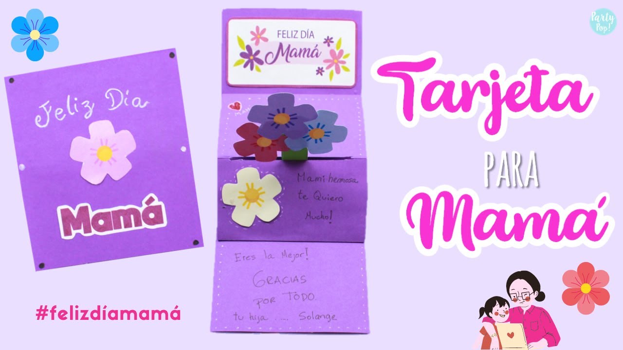 Tarjeta para el Día de la Madre 🌺 - DIY hecho a mano |Regalos para Mamá |Partypop DIY🎉|