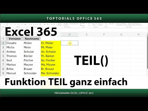 Die Funktion TEIL ganz einfach | Excel 365 Tutorial