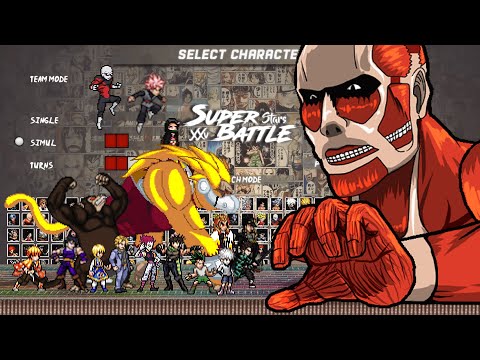 JUS Chars VS Colossal Titan | Anime Super Battle Stars MUGEN [4v4 Patch]