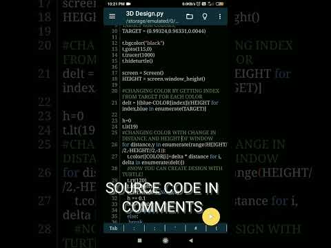 CREATE A 3D DESIGN USING PYTHON🥰,SOURCE CODE IN COMMENTS!!.#coding #viral #python #design.
