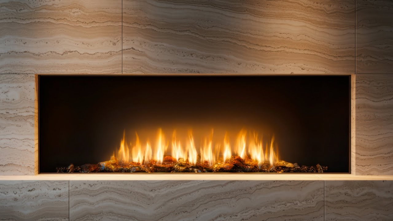 Fireplace Ambience | Roman Travertine Fireplace | 10 Hours