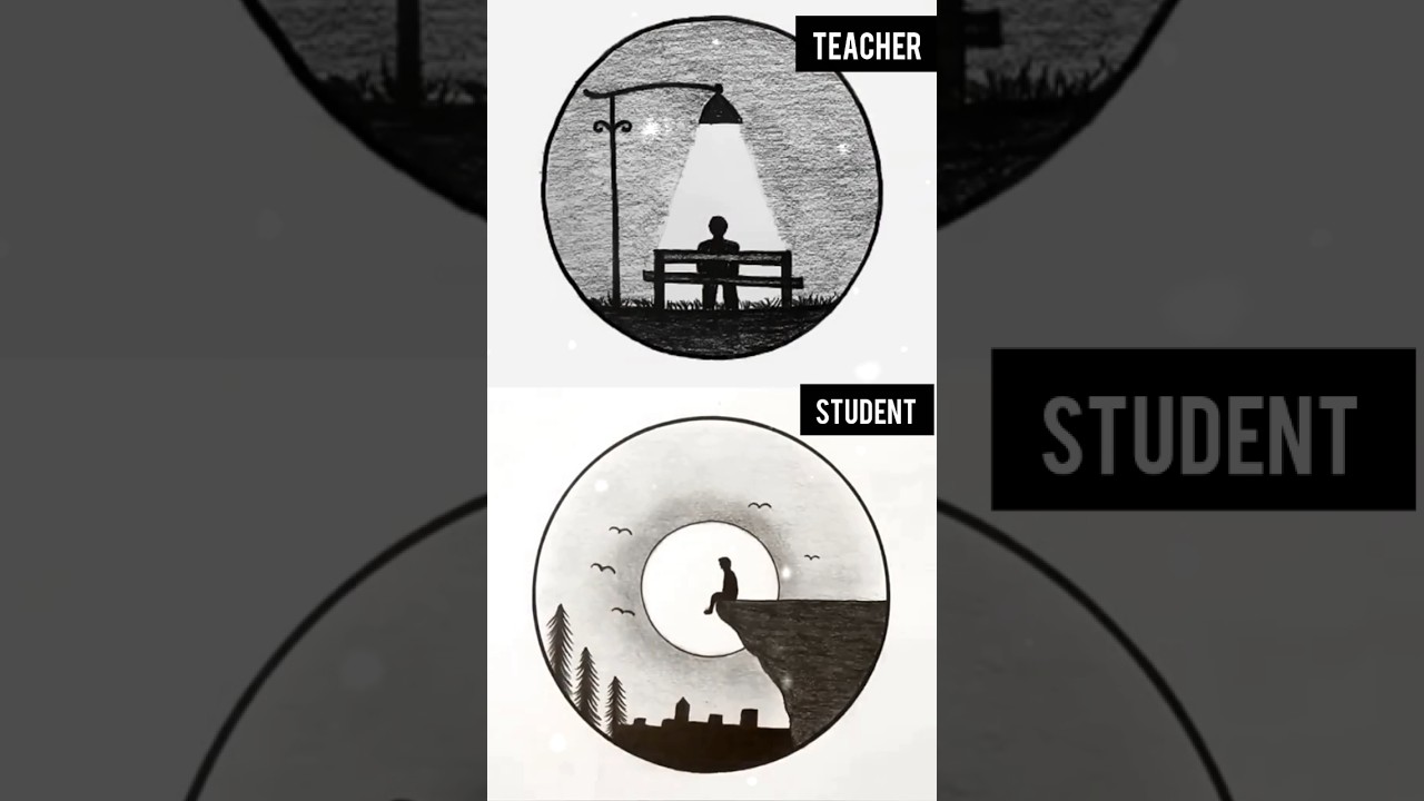 Teacher and Student drawing scenery pencil drawing scenery 😜😜😉😉 teacher  student 😃😃 #like #subscrib