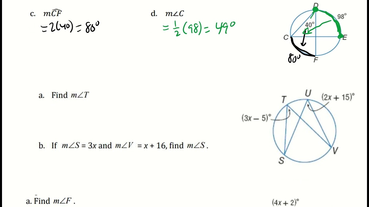 Geometry Chapter 10 Review (Circles)