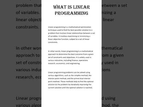 what is linear programming.