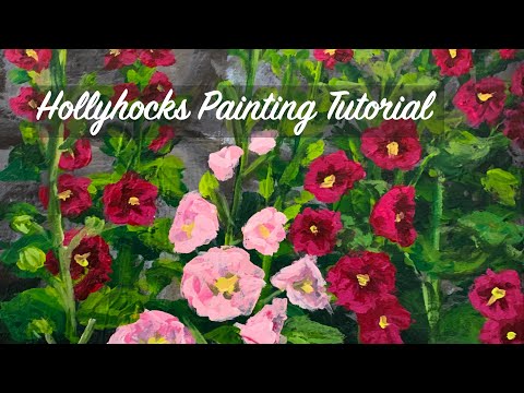 Hollyhocks Acrylic Painting Tutorial in REAL TIME